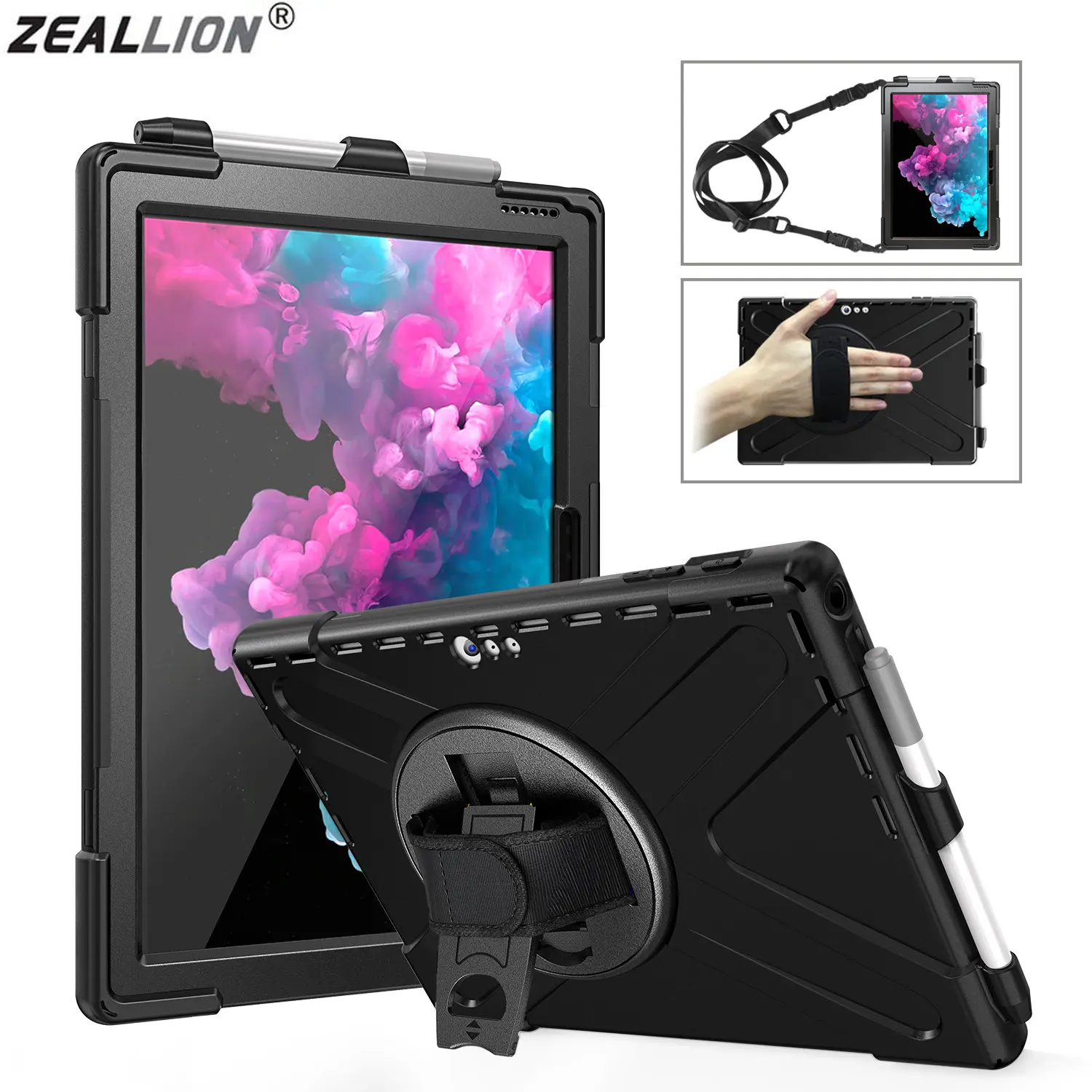 Tablet-Case-with-Rotatable-Stand-Hand-Strap-For-Microsoft-Surface-Go-2 ...