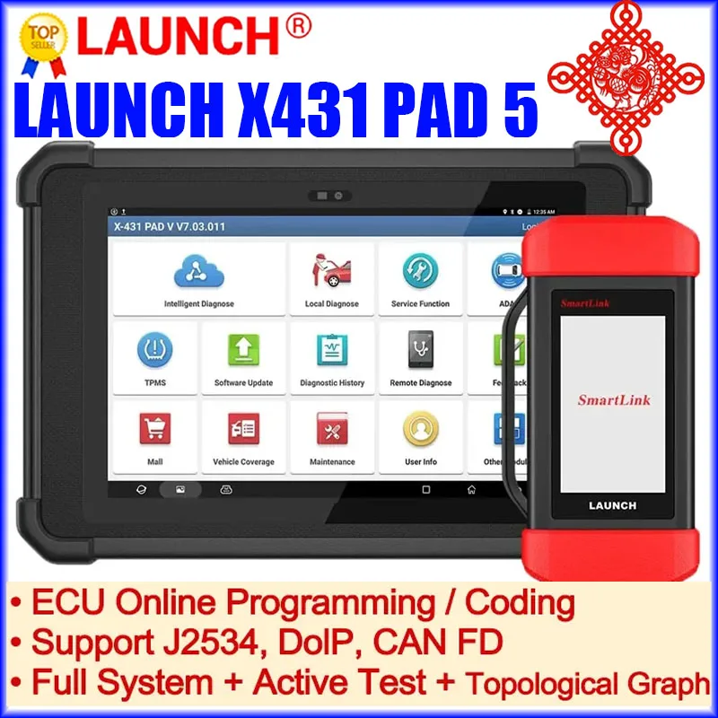 LAUNCH X431 PAD V ECU Online Programming J2534 Reprogramming Tool ...