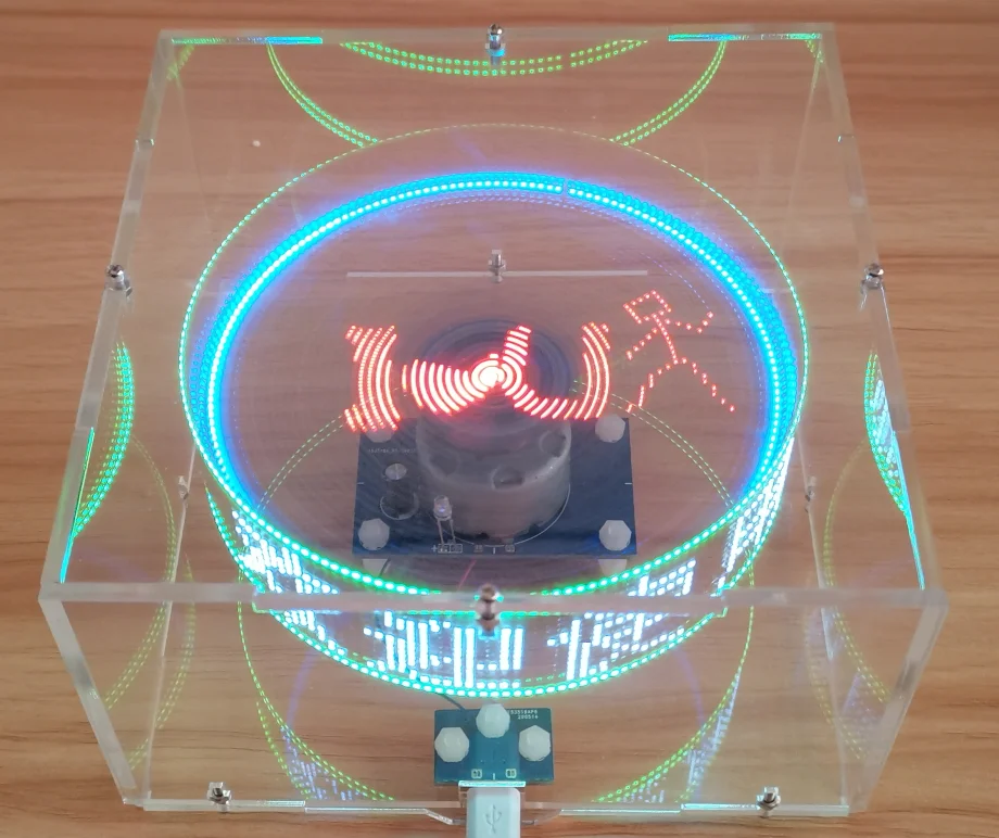 Rotating LED Display Finished Model with Temperature Display Custom Pattern Clock DIY Rotating Creative Gift AliExpress