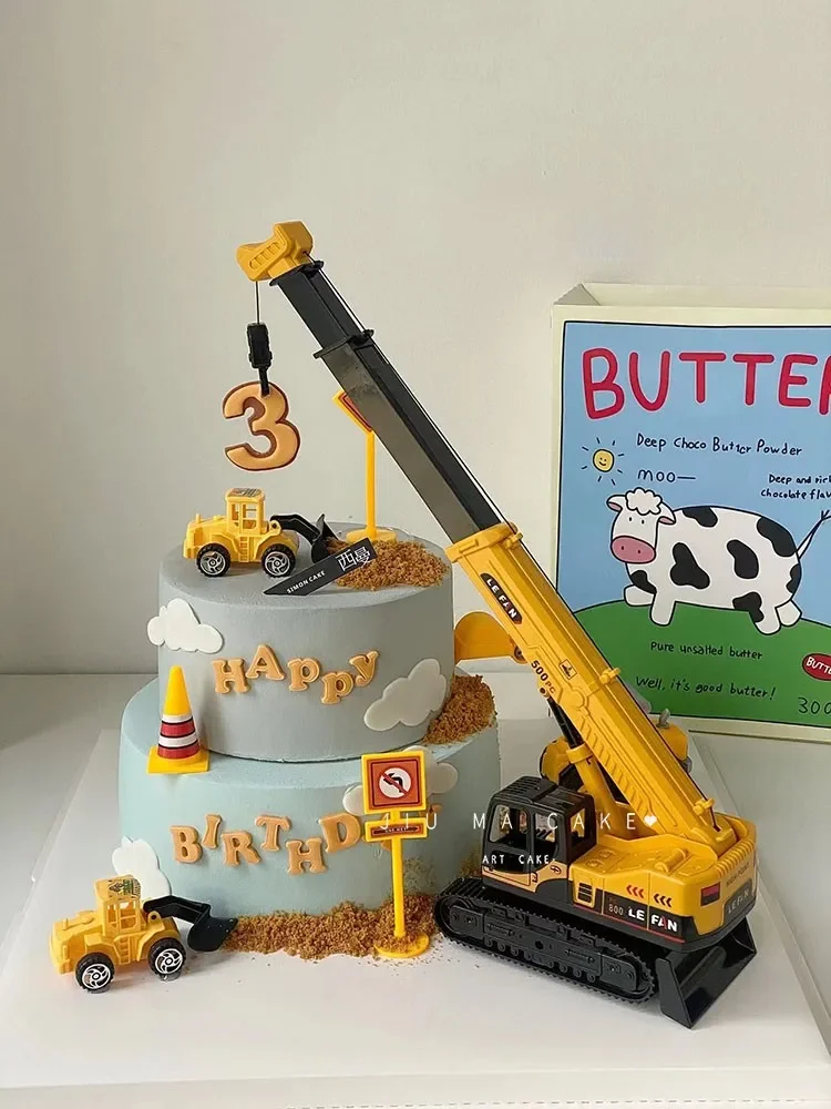 Construction-Excavator-Happy-Birthday-Cake-Topper-Digging-Machine-Crane ...