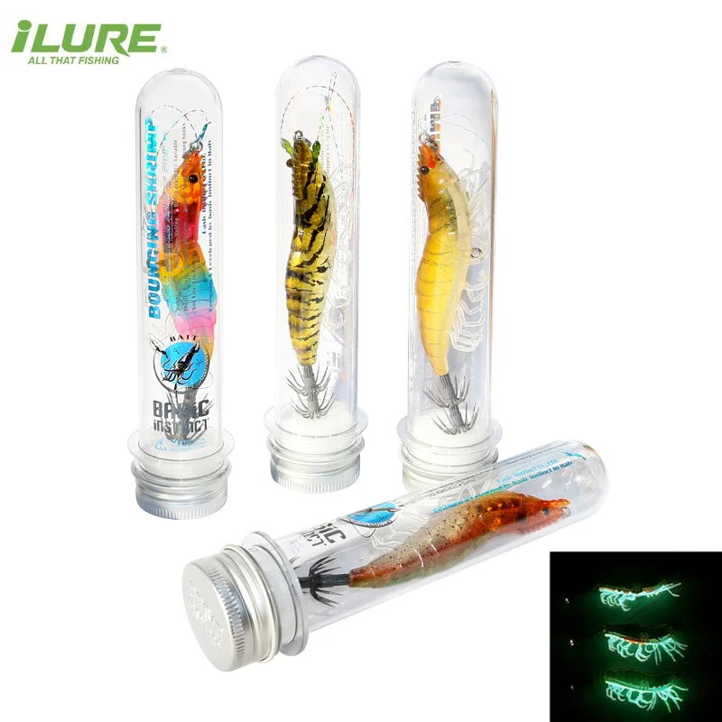 Luminous Squid Hook Wood Shrimp Lures Soft Foot | Luminous Squid Jig Octopus Lure - Fishing ...