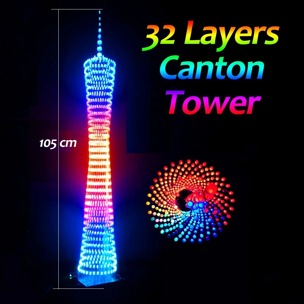 DIY-soldering-kit-Colorful-RGB-bluetooth-Canton-Tower-32-layers-x32 ...