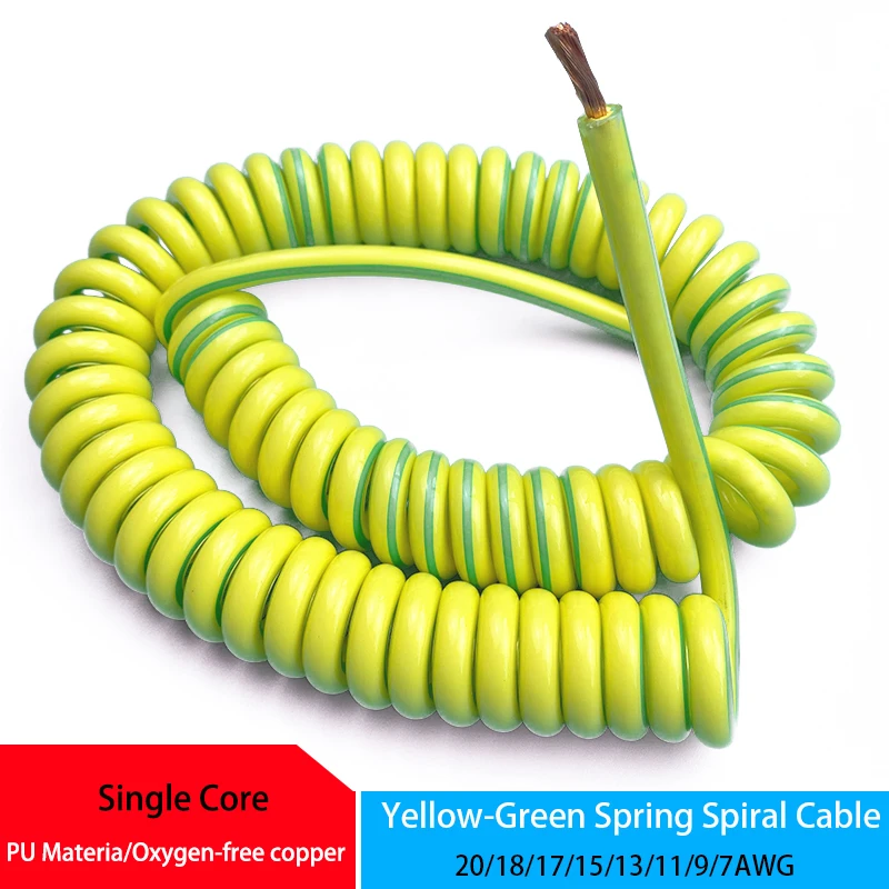 Spring Spiral Cable Yellow-Green Ground Wire Single Core 20/18/17/15/13 ...