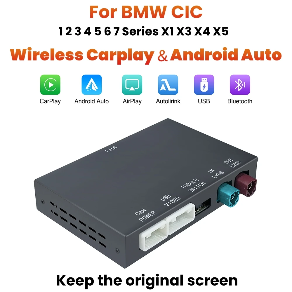 Wireless CarPlay Android Auto Interface Decoder Box For BMW 5 6 7 ...