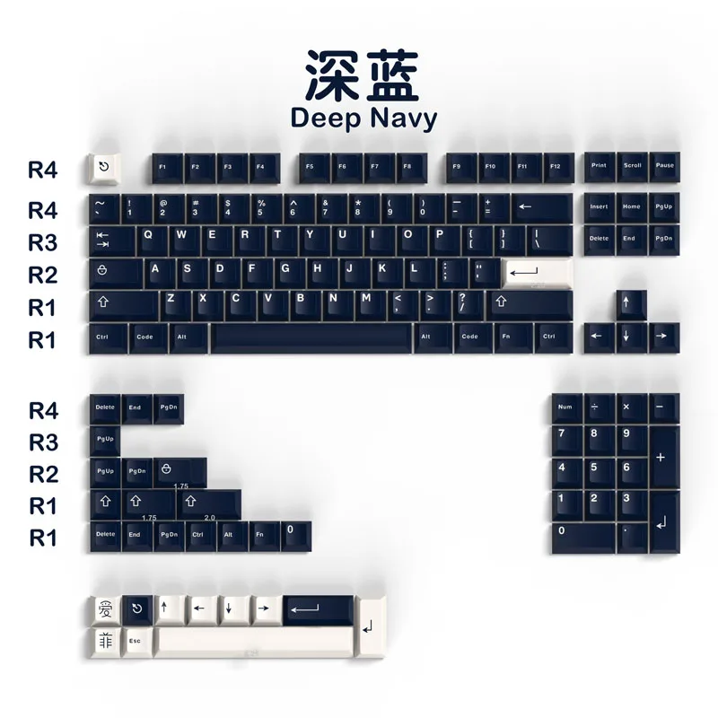 Jogo-GMK-Deep-Blue-Keycaps-Teclado-Mec-nico-Perfil-Cereja-132-Teclas ...