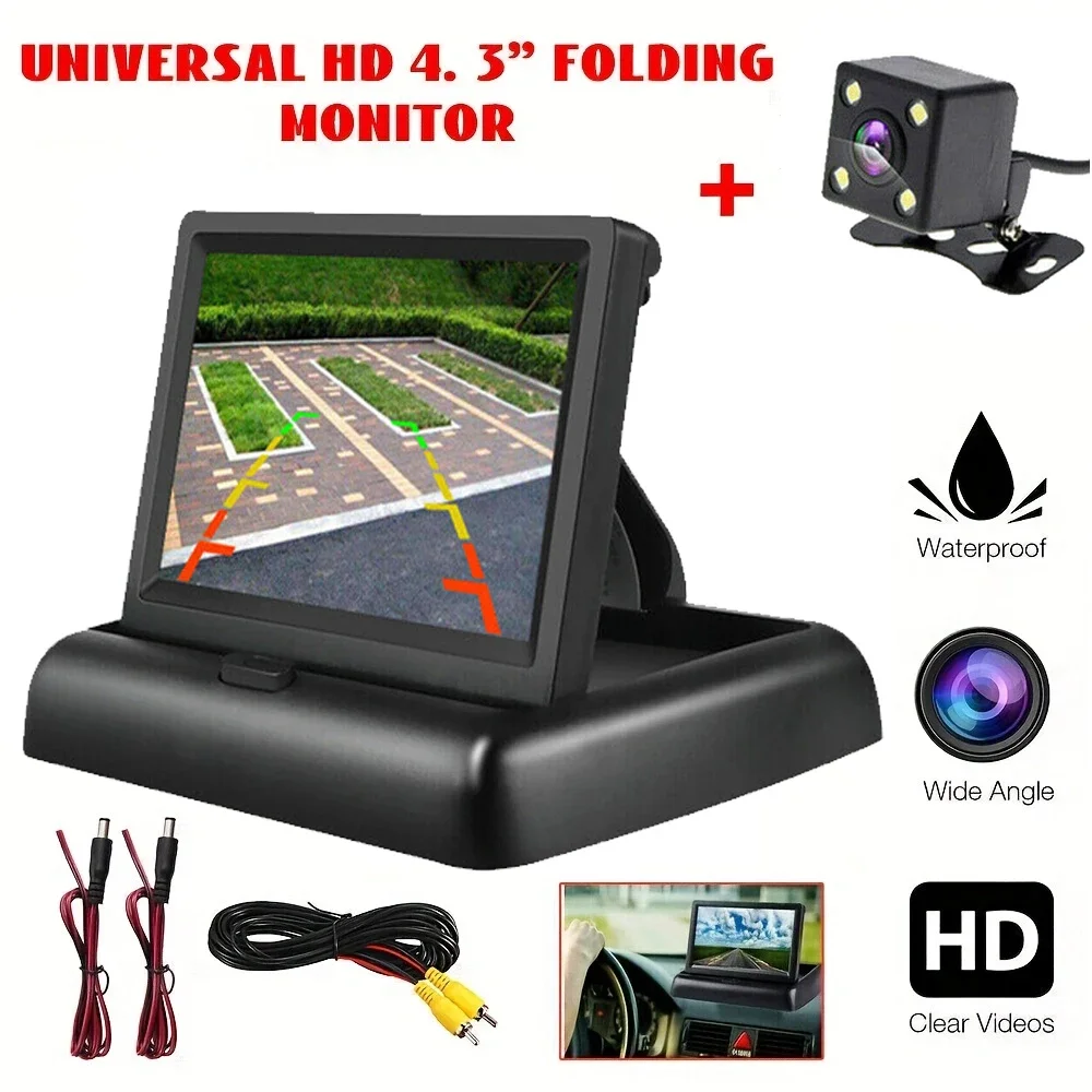 4-3inch-Monitor-Backup-Camera-Foldable-Car-Rear-View-Camera-HD-Display ...