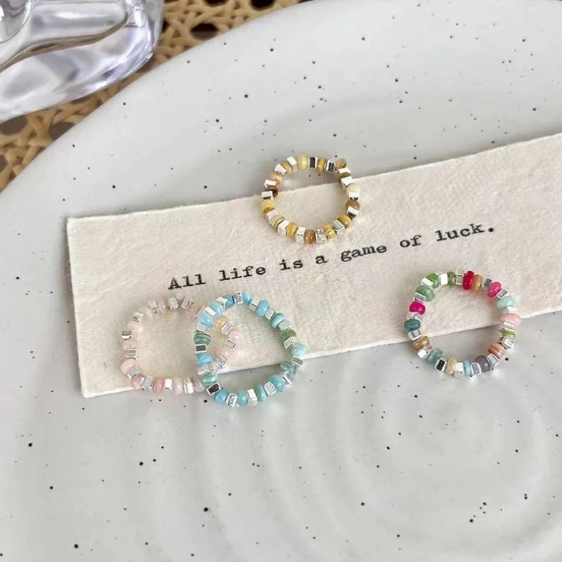 2024-new-color-bead-silver-ring-with-fashionable-design-and-simple ...