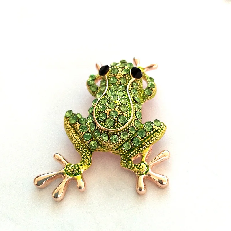 Rhinestone-Frog-Brooches-for-Women-Luxury-Green-Crystal-Frog-Pins ...