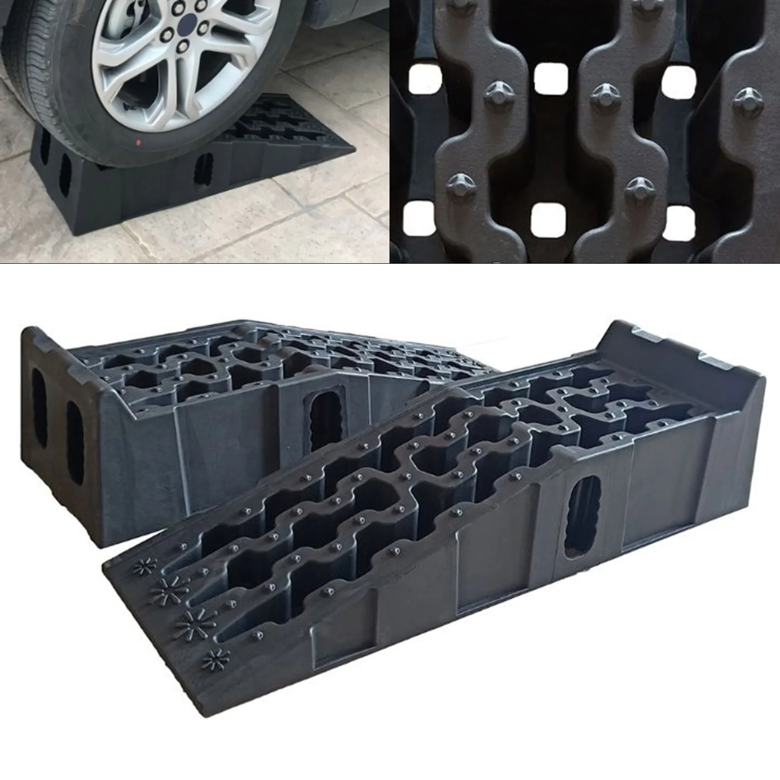 1-Pair-Heavy-Duty-7-Ton-Plastic-Car-Lifting-Ramps-Automotive-Vehicle ...