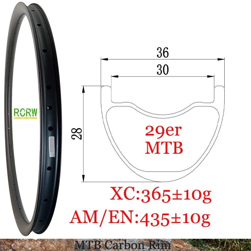 29er-MTB-XC-AM-EN-36mm-Wide-Carbon-Rim-28mm-Deep-Tubeless-36X28-UD-3K ...