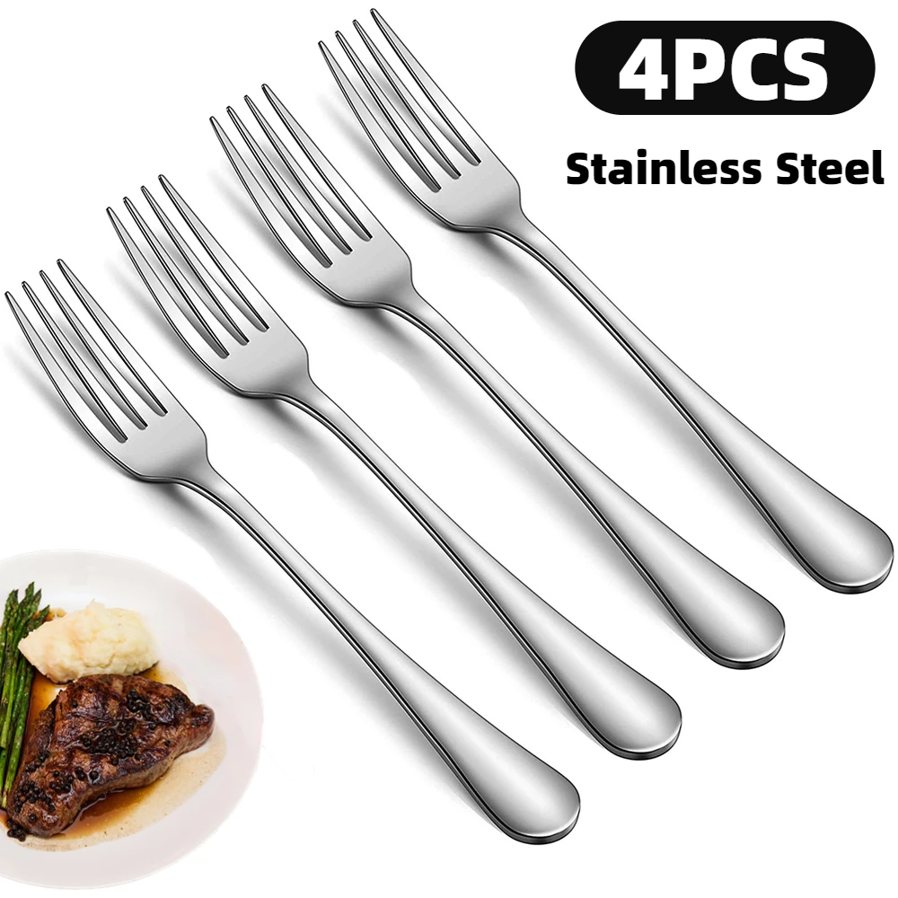 4Pcs-Stainless-Steel-Dinner-Fork-Long-Handle-Table-Forks-Set-Cutlery ...