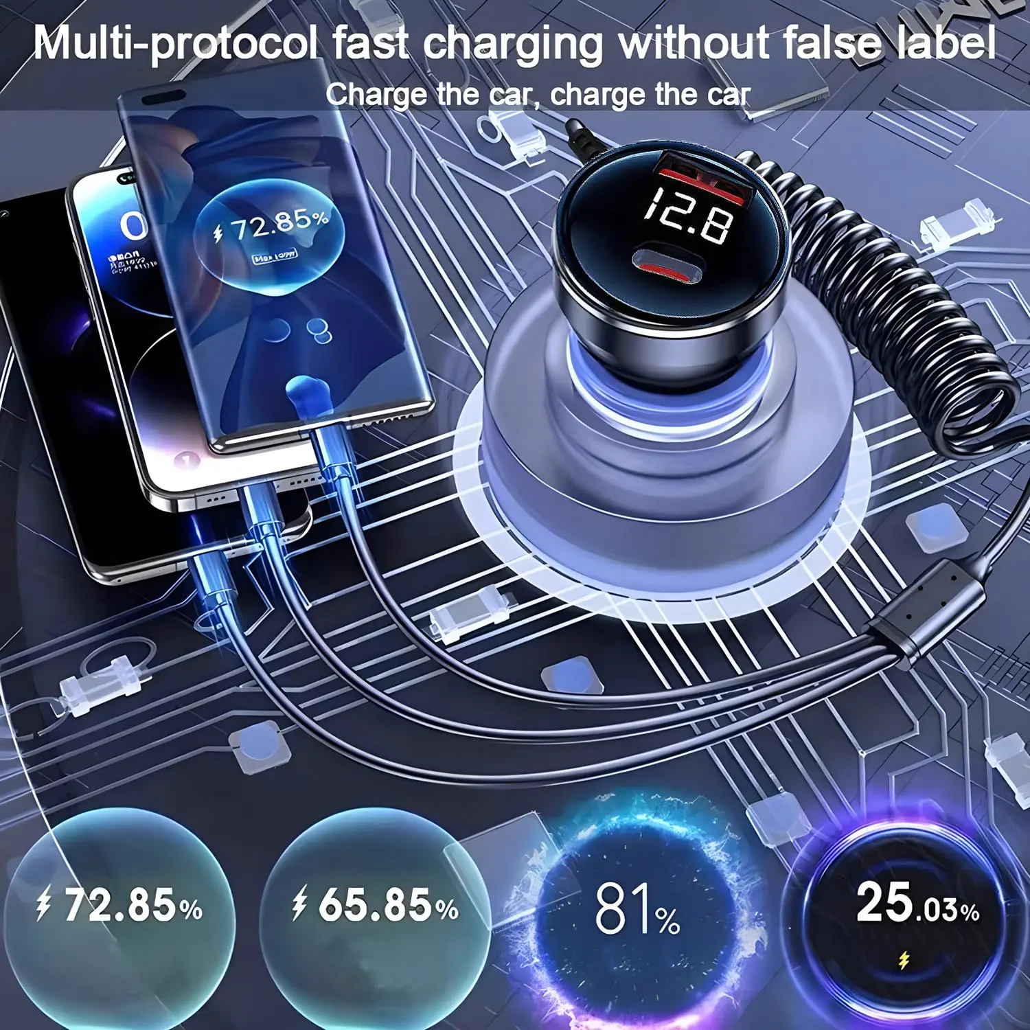 1-2pcs 5 in 1 230W Car Charger USB Type-c Fast Charge PD QC3.0 USB C ...