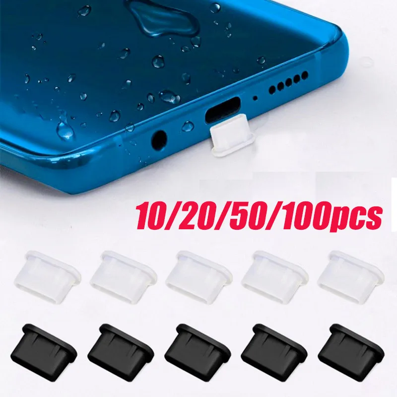 10-20-50-100pc-Type-C-Silicone-Dust-Plugs-Phone-USB-Charging-Port ...