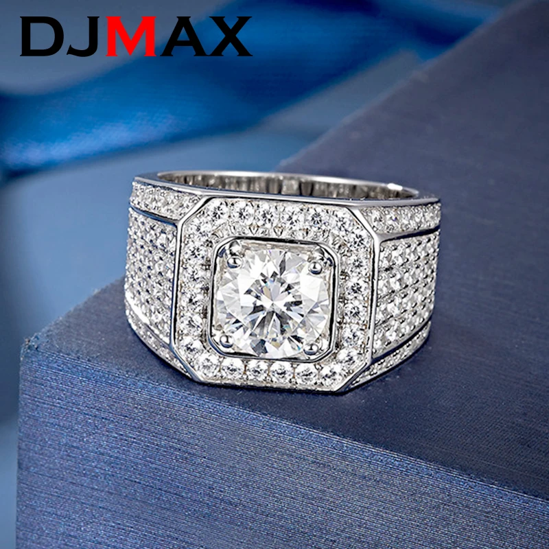 DJMAX-1-5CT-Moissanite-Rings-For-Men-Signet-Top-Quality-Original-925 ...