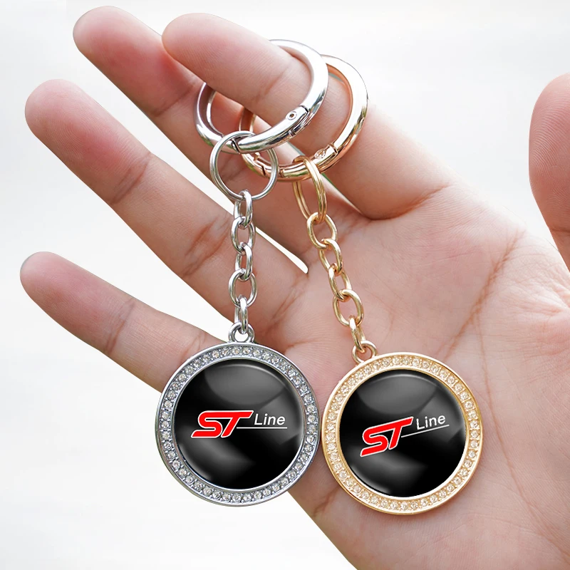 Zinc-Alloy-Car-Logo-Keychain-diamante-Keyring-ST-Line-Ford-Focus-Fiesta ...