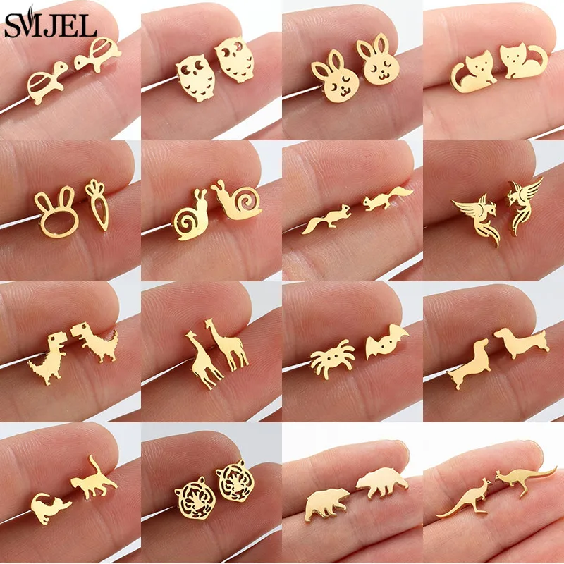 Cute-Multiple-Animal-Earings-Fashion-Bear-Owl-Rabbit-Snail-Tiger-Ear ...