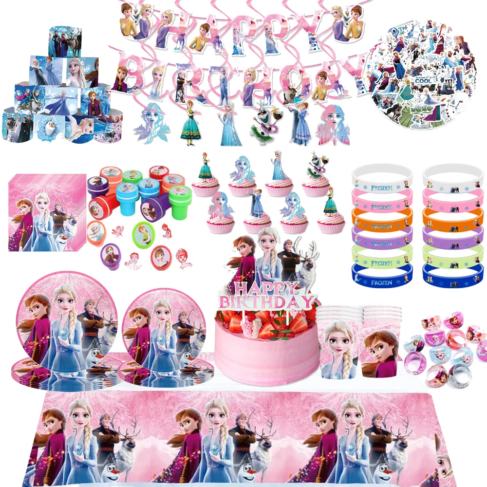 Pink-Frozen-Queen-Party-Decoration-Elsa-Anna-Princess-Tableware-Stamps ...