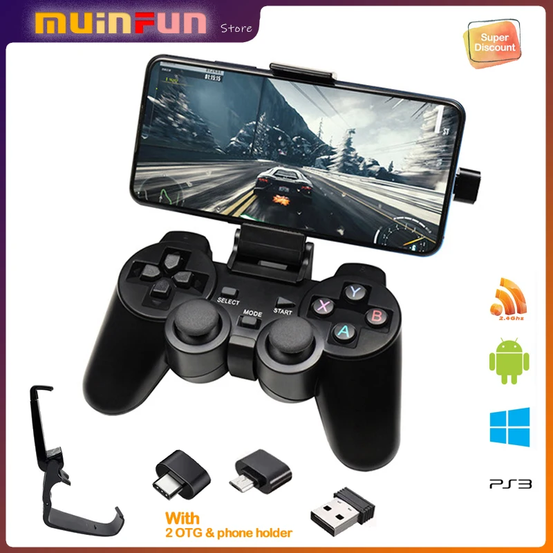 Gamepad para Android Phone PC Joystick 2,4g inalámbrico con USB OTG Convertidor para PS3 Tablet ...