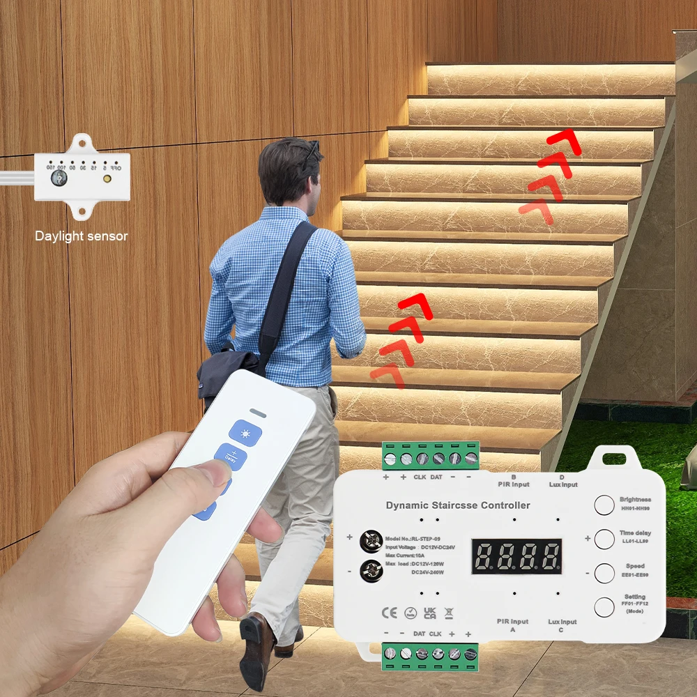 Smart-Stair-Motion-sensor-Sports-LED-Light-16-20-steps-Dimming-Light ...