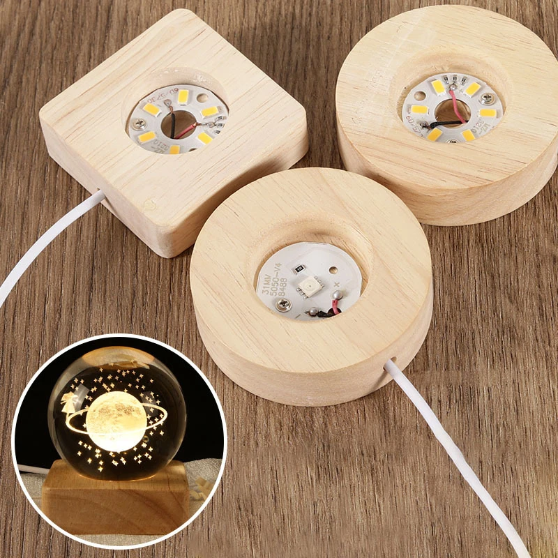 1PC-Crystal-Glass-Wooden-LED-Light-Resin-Display-Base-Art-Ornament ...