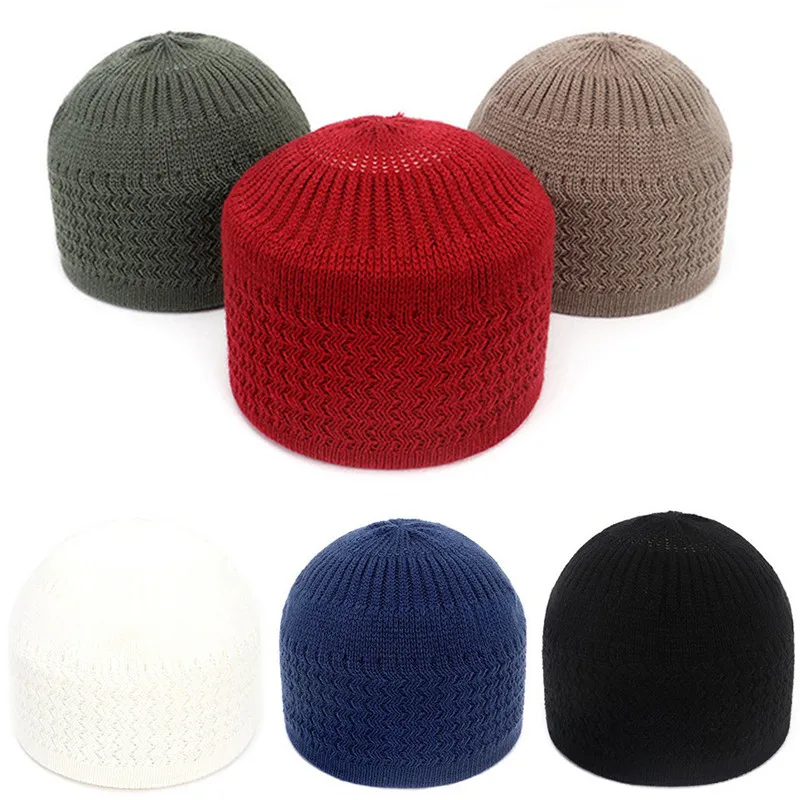 Winter-Knitted-Muslim-Men-Prayer-Hats-Warm-Male-Beanies-Cap-Islamic ...