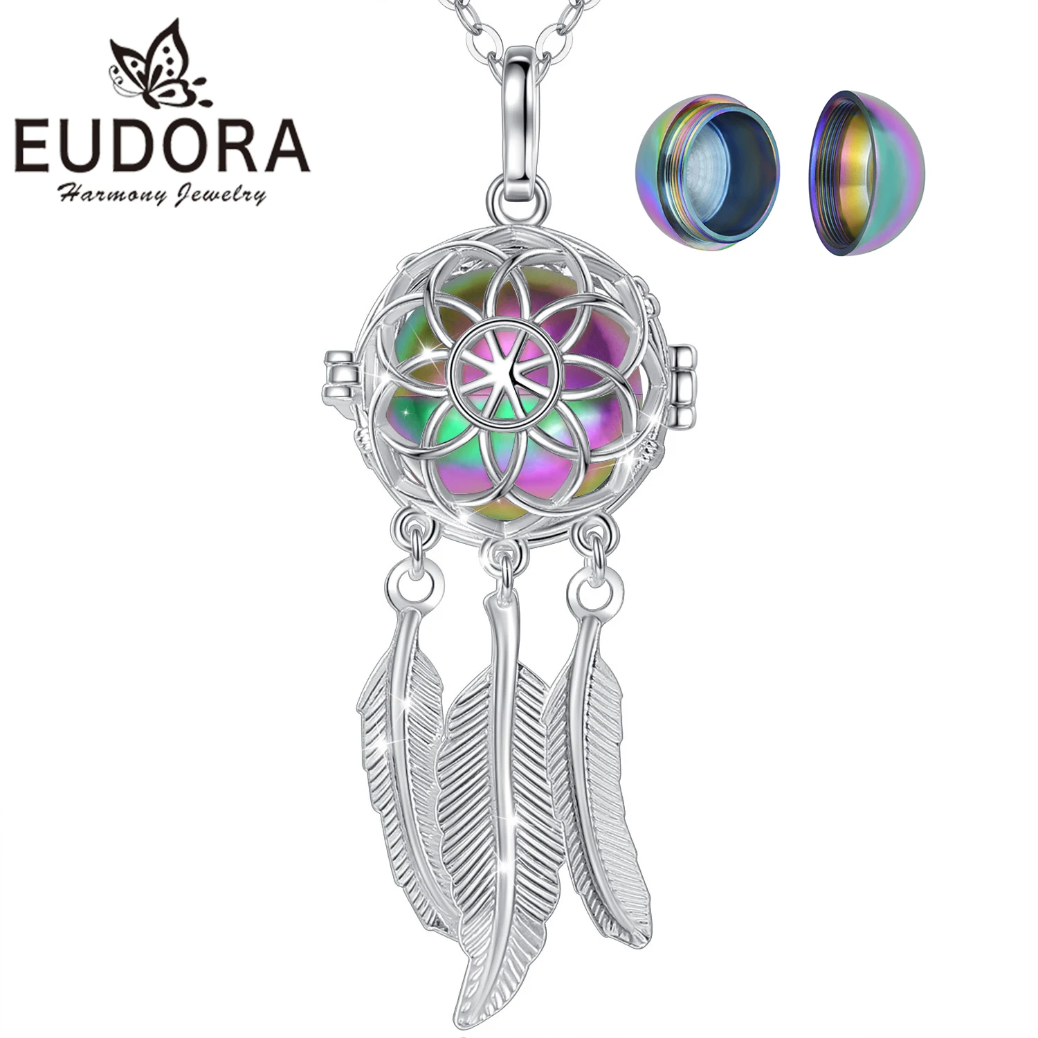EUDORA-18mm-Urn-Cremation-Dreamcatcher-Cage-Locket-Ash-Pendant-Holder ...