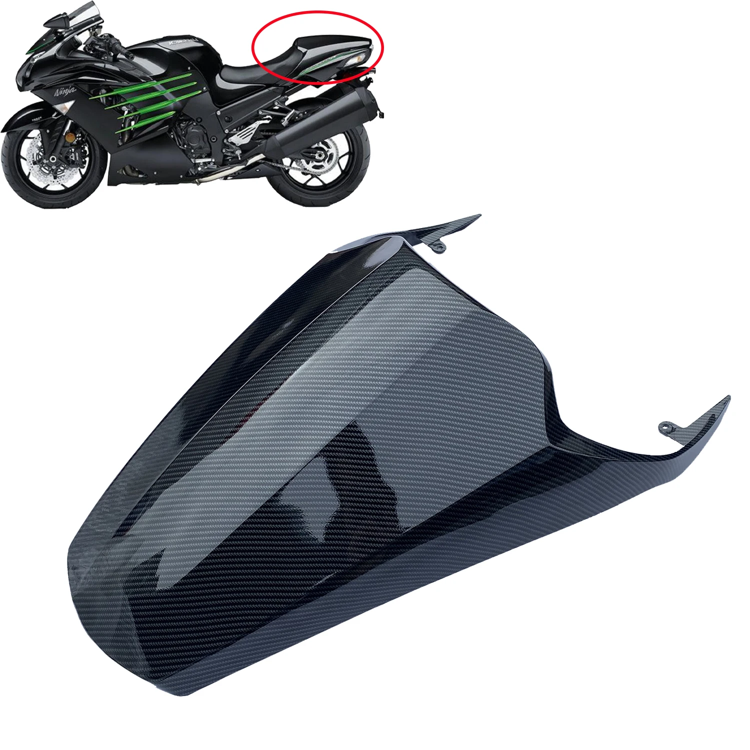 Motorcycle-Carbon-Fiber-Painting-Rear-Hard-Seat-Cover-Fairing-For-Kawasaki-ZX-14R-2006-2011 ...