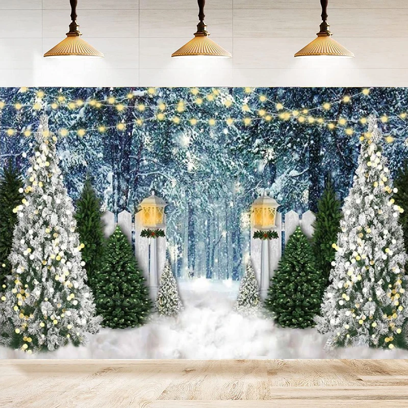 Photography-Backdrop-Snowy-Forest-Winter-For-Winter-Warm-Light-Xmas ...