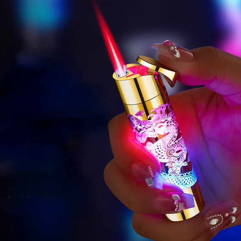 New-Portable-Light-Dragon-Inflatable-Lighter-Windproof-Jet-Pink-Flame ...