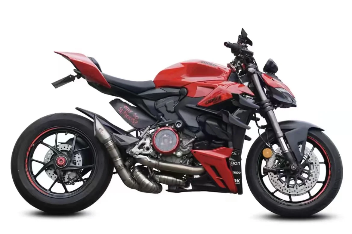 Custom-for-Ducati-V2-street-fighter-titanium-exhaust-with-muffler-loese ...