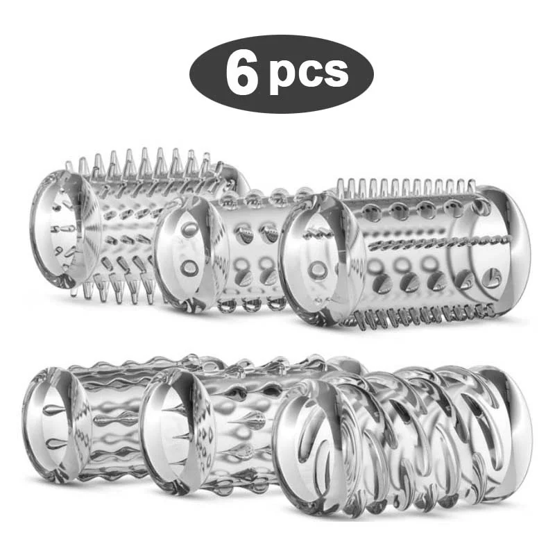 6pcs Cock Rings For Men Extender Sexy Penis Sleeve Intimate Goods For ...