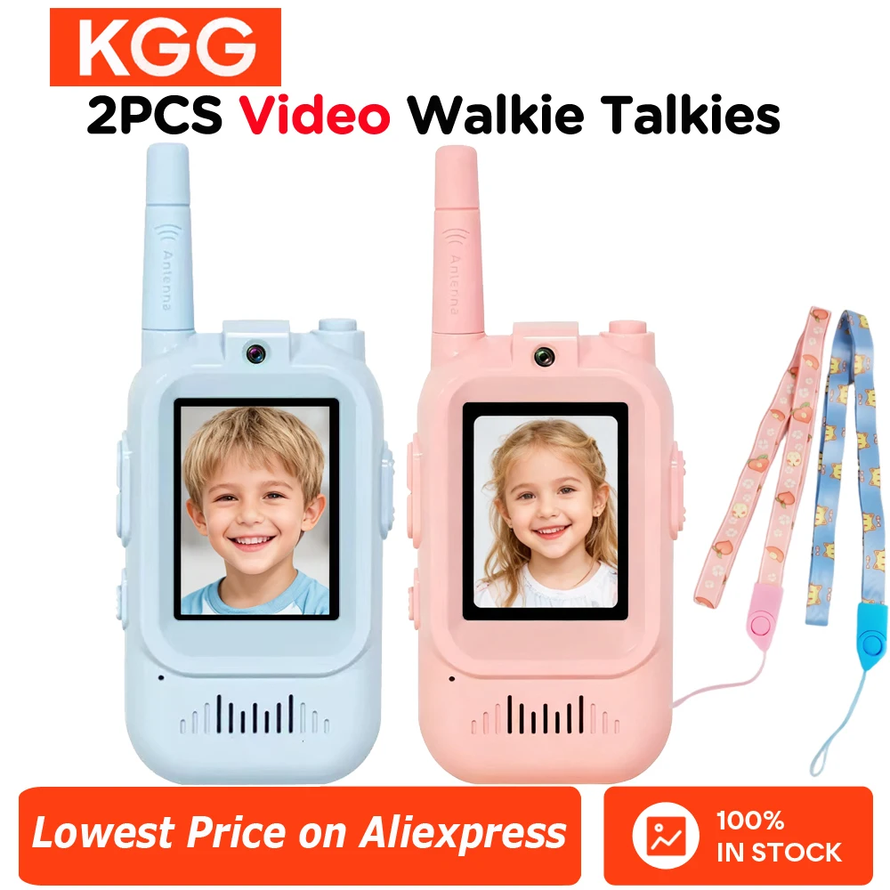 2PCS Kids Video Walkie Talkie 2" HD Screen USB-C Rechargeable One-Click ...