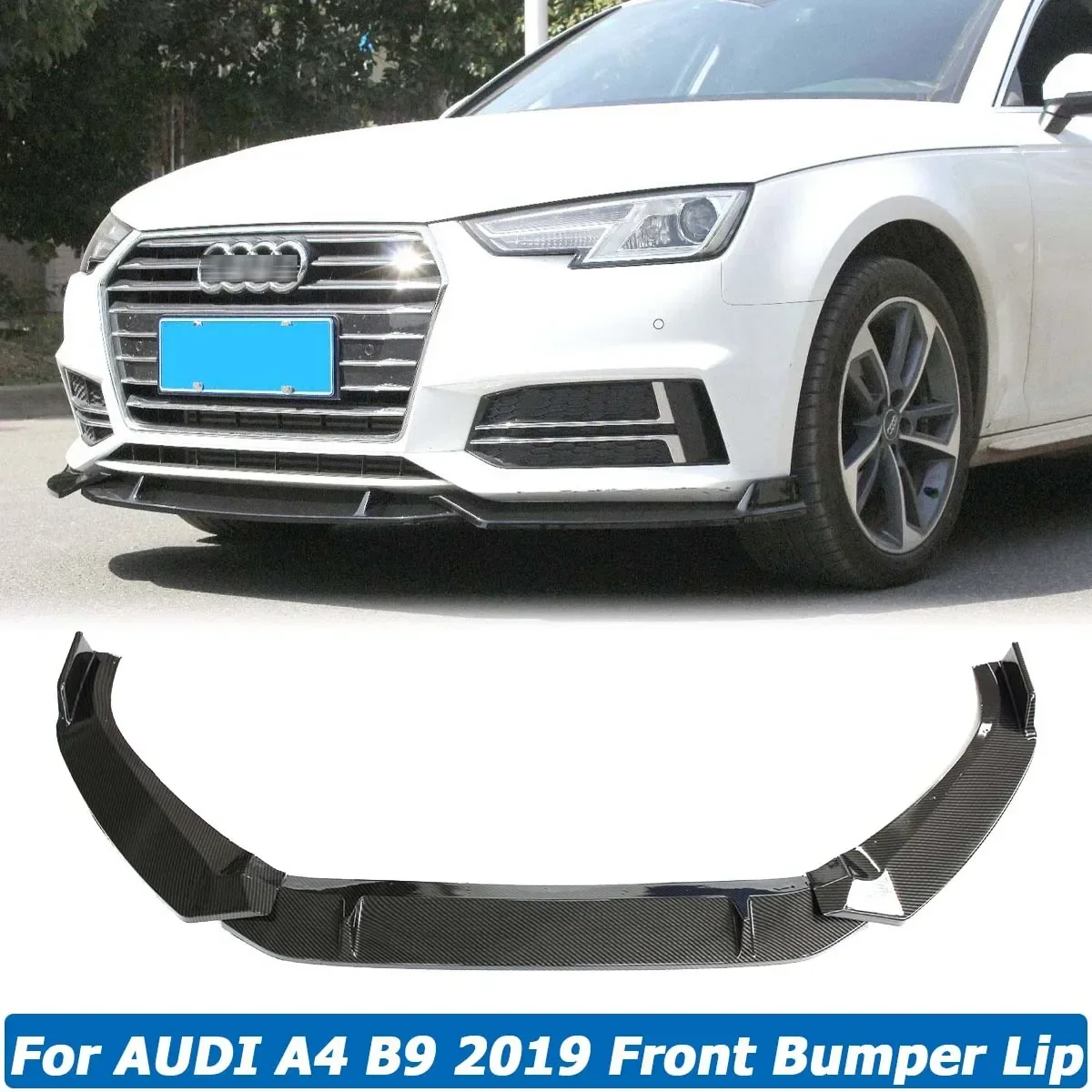 3PCS-For-Audi-A4-B9-2017-2018-2019-Front-Bumper-Lip-Spoiler-Side ...