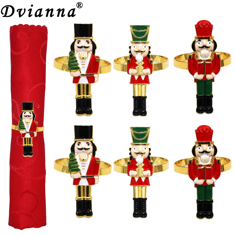 12Pcs-Christmas-Decoration-Nutcracker-Soldier-Napkin-Rings-Holder-for ...