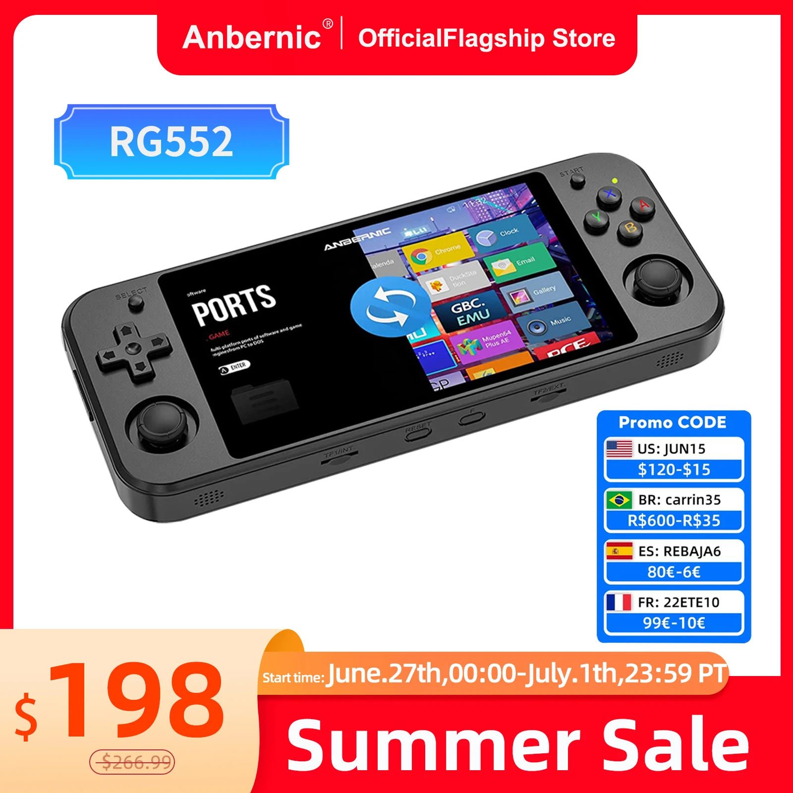 Anbernic Rg552 Dual System Handheld Console 4200 Retro Games 5.36" Ips ...