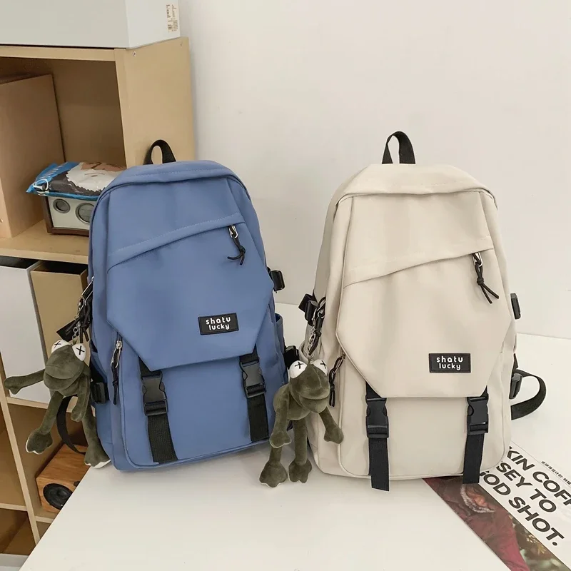 School-Backpack-Couples-Solid-Color-Travel-Viral-Schoolbag-Waterproof ...