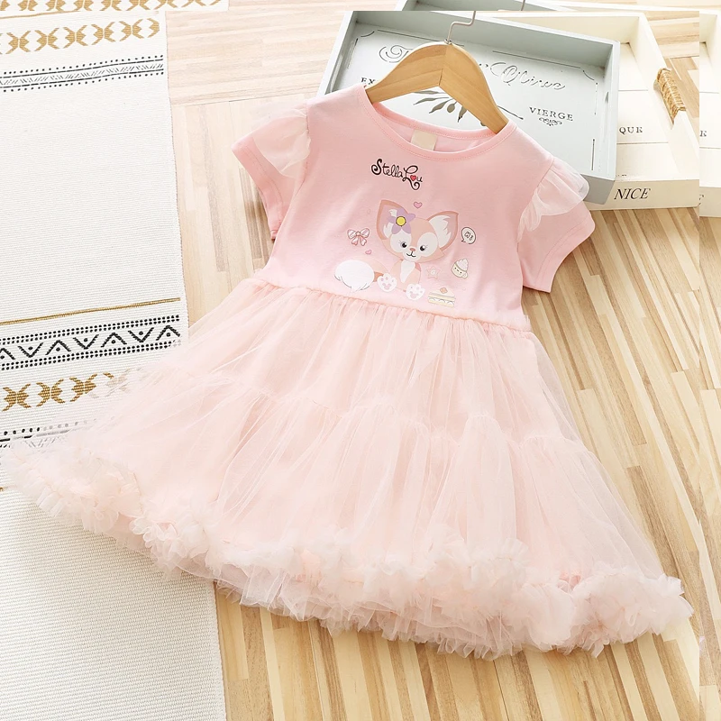 Girls-Clothes-2024-New-Summer-Disney-Princess-Dresses-Short-Sleeve-Kids ...