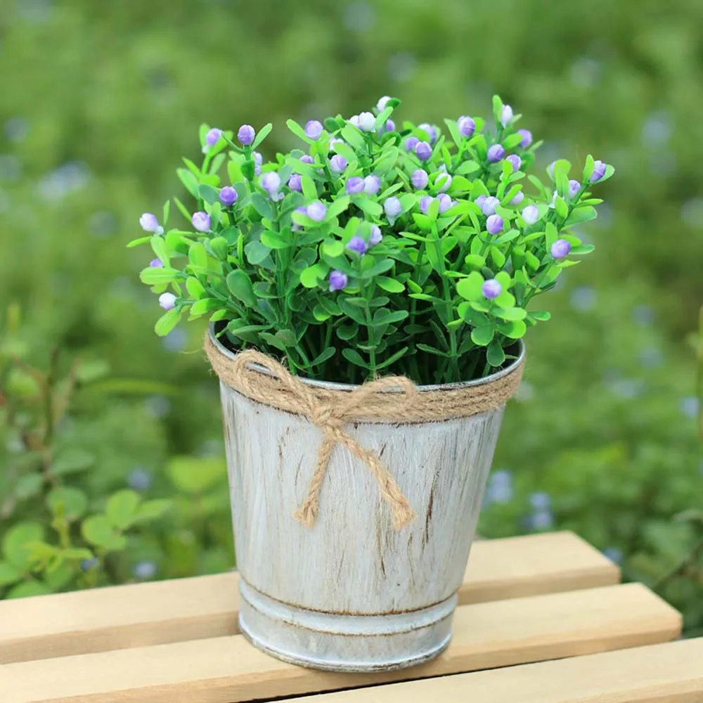 Vintage-Flower-Pot-Ferro-Redondo-Flower-Planter-Vasos-Bacia-Com-Juta ...