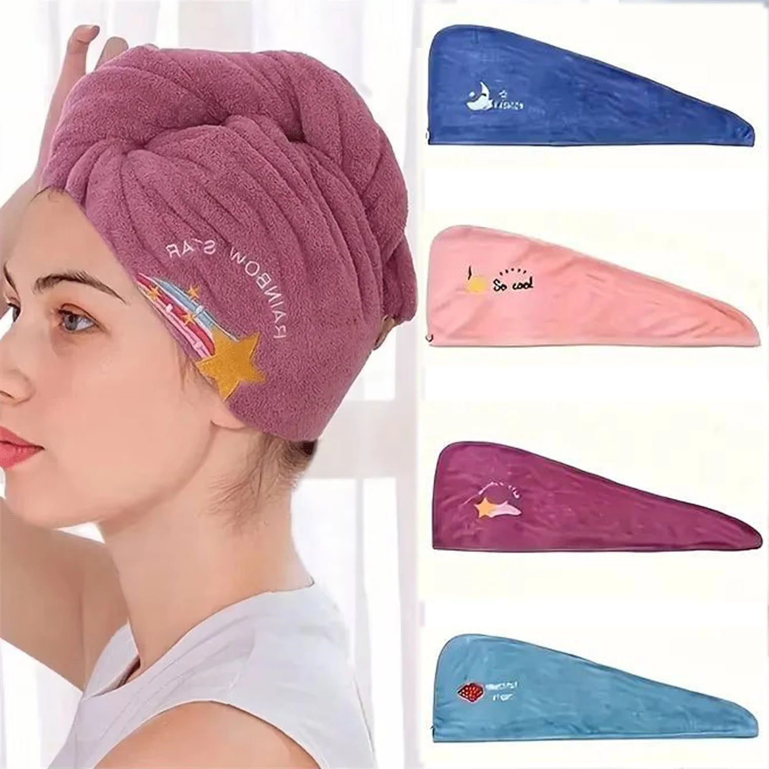 1pcs Quickly Dry Hair Hat Absorbent Soft Bathroom Scarf Women Head ...