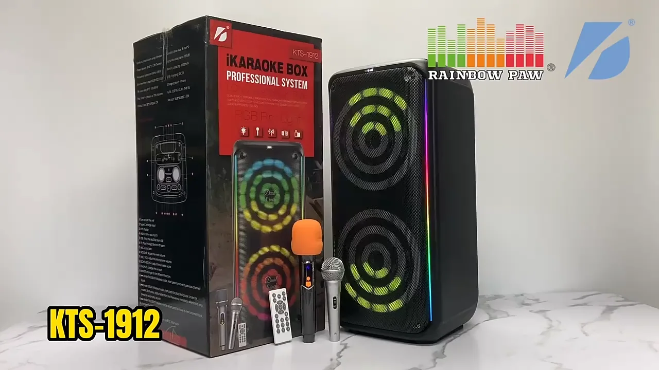 Kts-1912 wireless portable karaoke speaker dual 8 inch with 2 ...