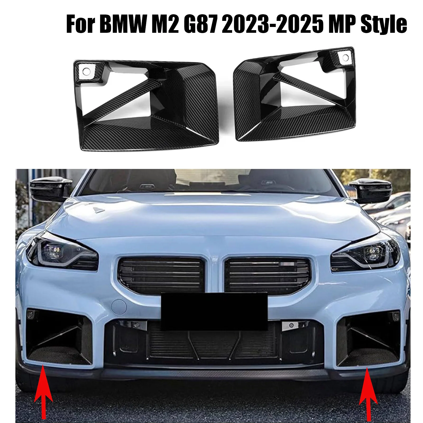 Front Bumper Side Air Duct Vent Covers MP Style Fog Lamp Cover Carbon ...
