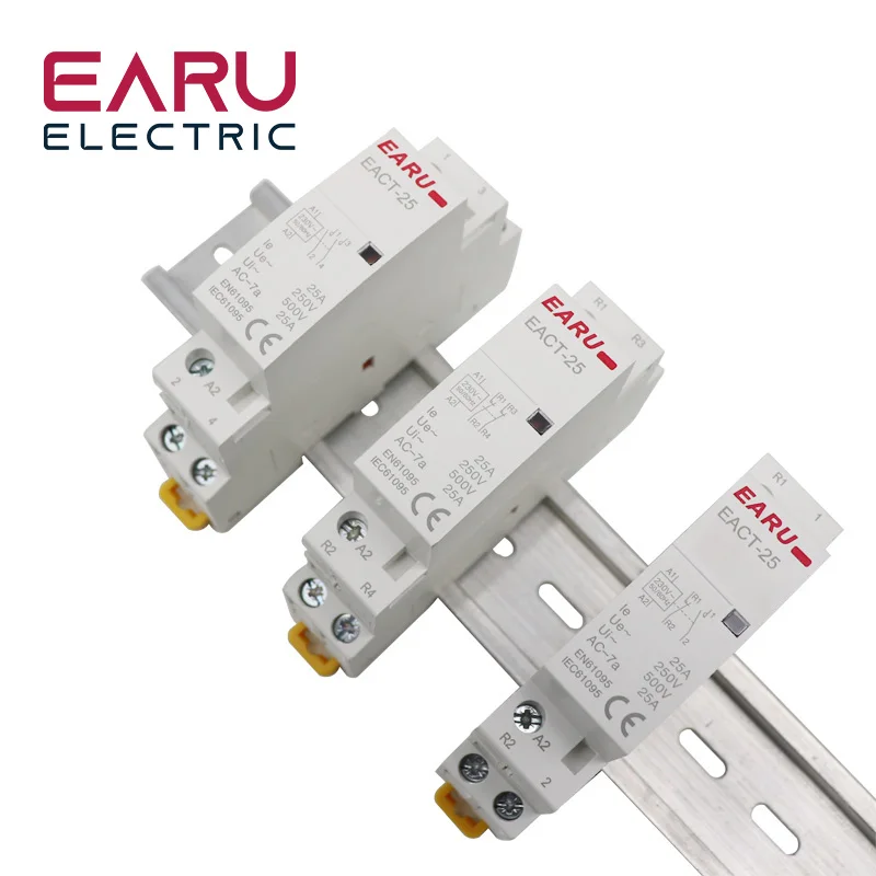 Earu EACT-2P-25 Modular AC contactor for home DIN rail mount 2P, 16A ...