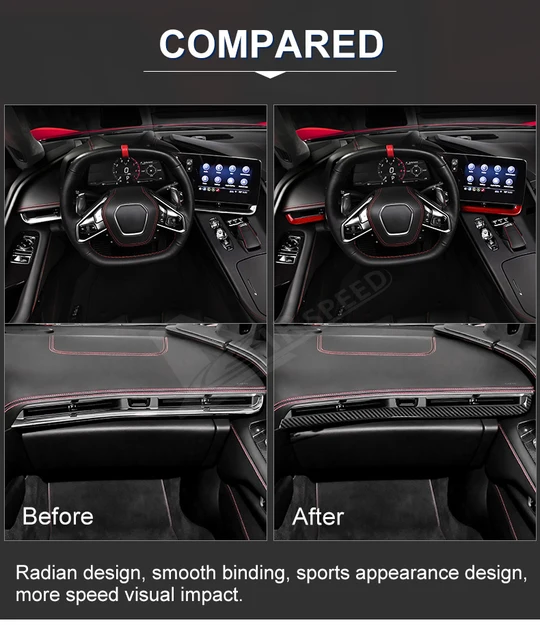C8 Corvette Carbon Fiber Real Dry Carbon Fiber Interior Trim Kit For ...
