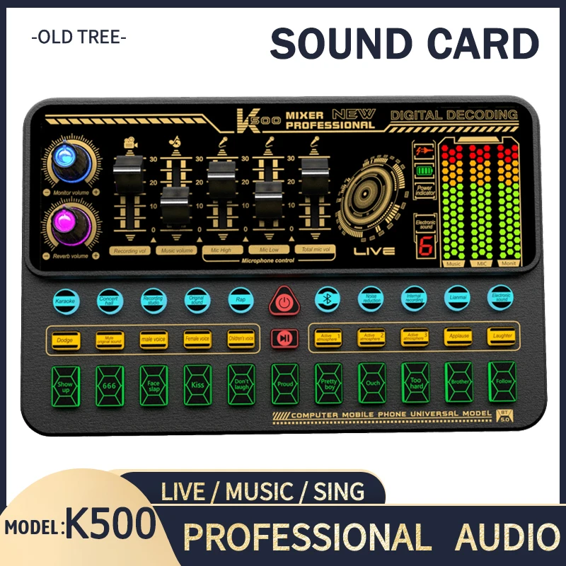 Professional-K500-Portable-Bluetooth-USB-Sound-Card-Game-Studio-Record ...