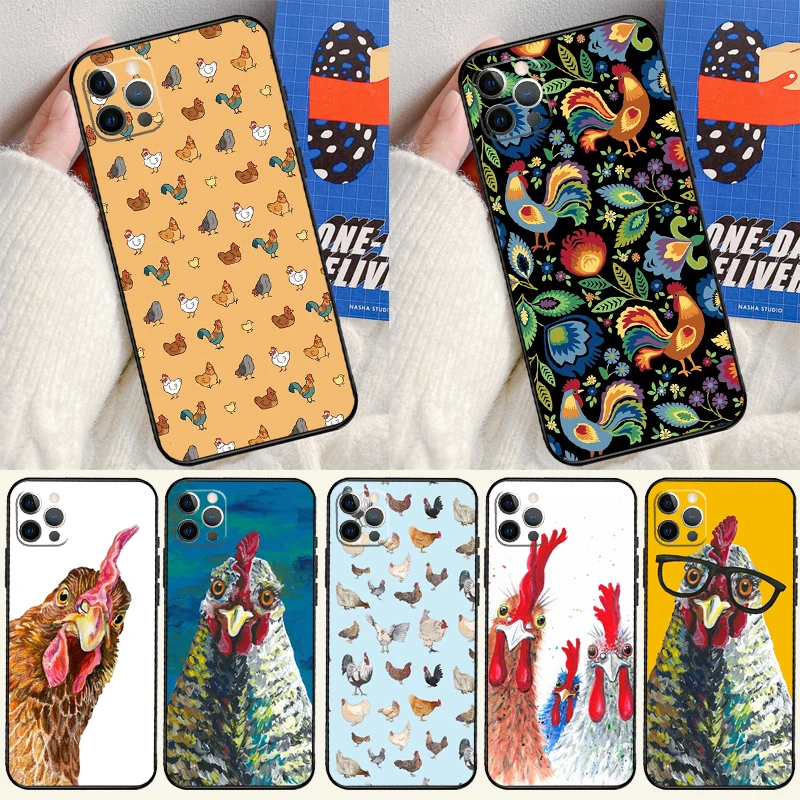 Chicken Hen Rooster Cover Case For iPhone 16 15 14 13 12 11 Pro Max XS ...