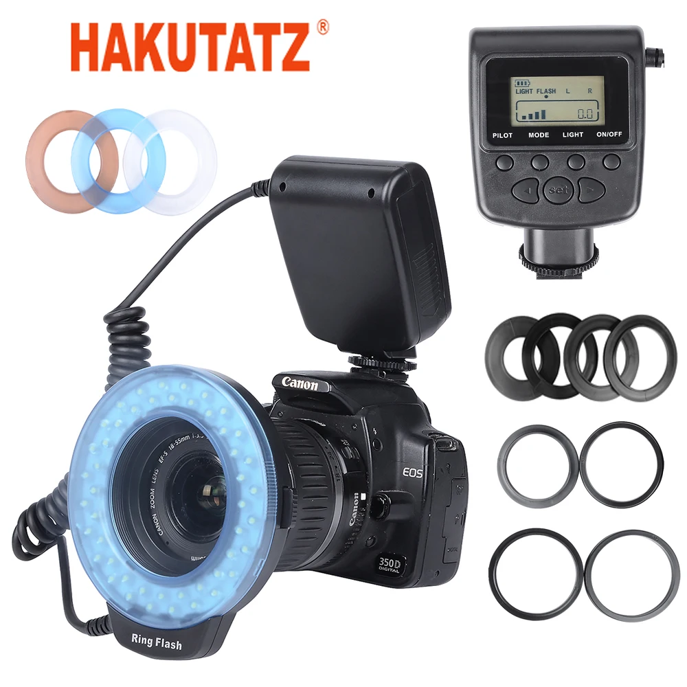 48-Macro-LED-Ring-Flash-Light-With-8-Ring-Adapter-For-Canon-Nikon ...