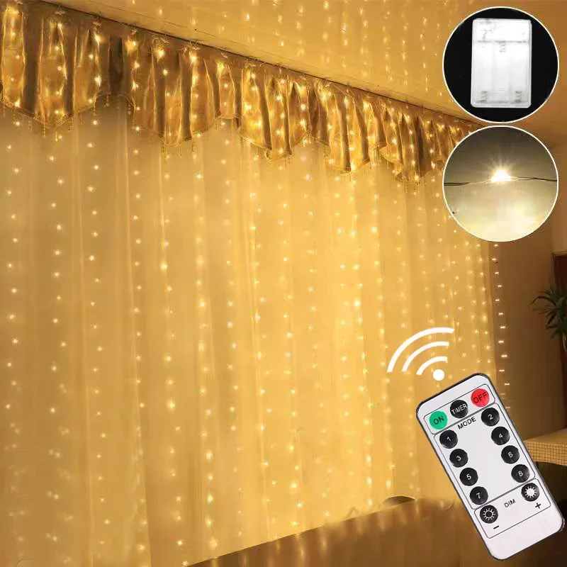 Led-Curtain-Light-8-Modes-Battery-Box-Remote-Control-Fairy-Lights ...