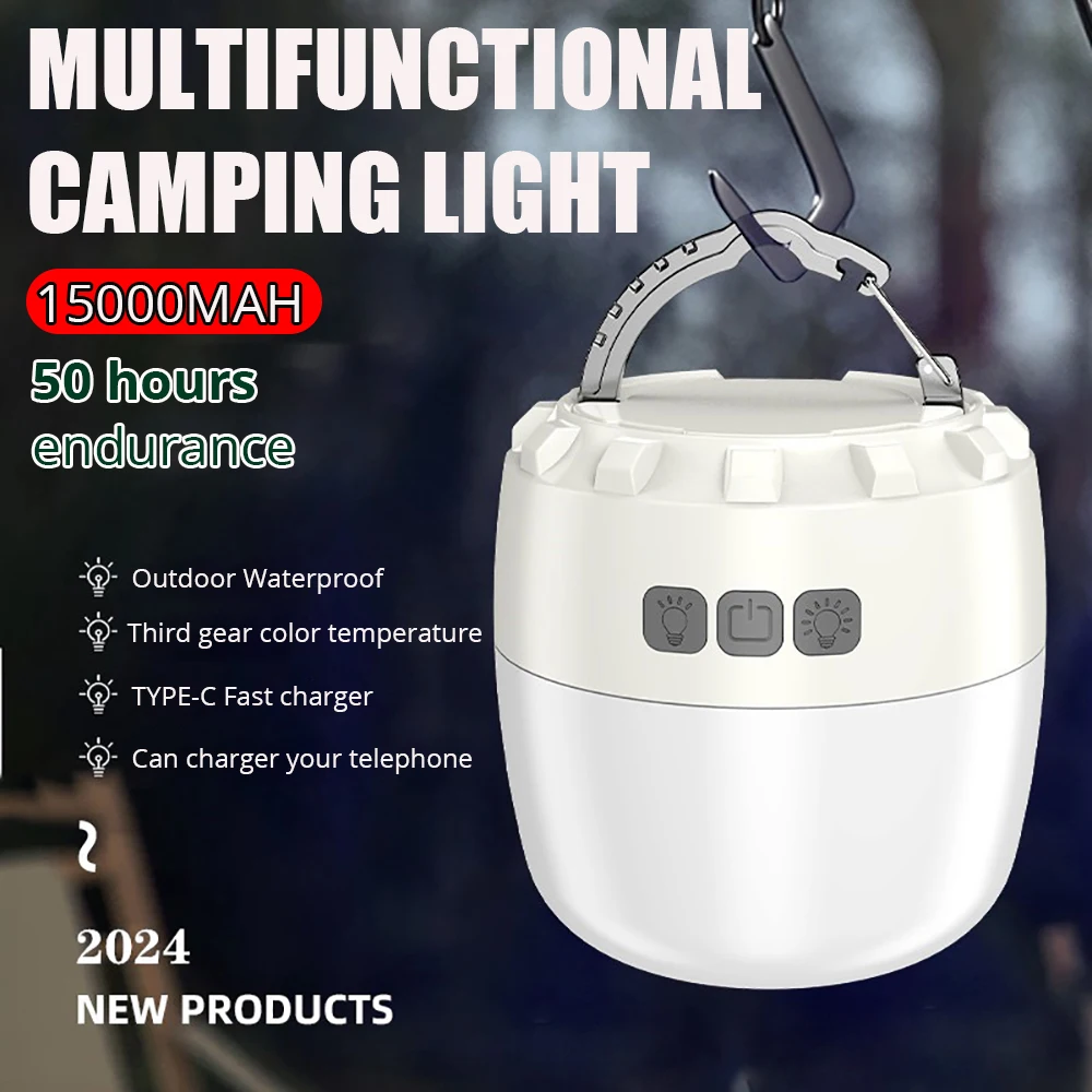 15000mah-2000W-Camping-Light-USB-C-Rechargeable-230-Hours-With-3Colors ...