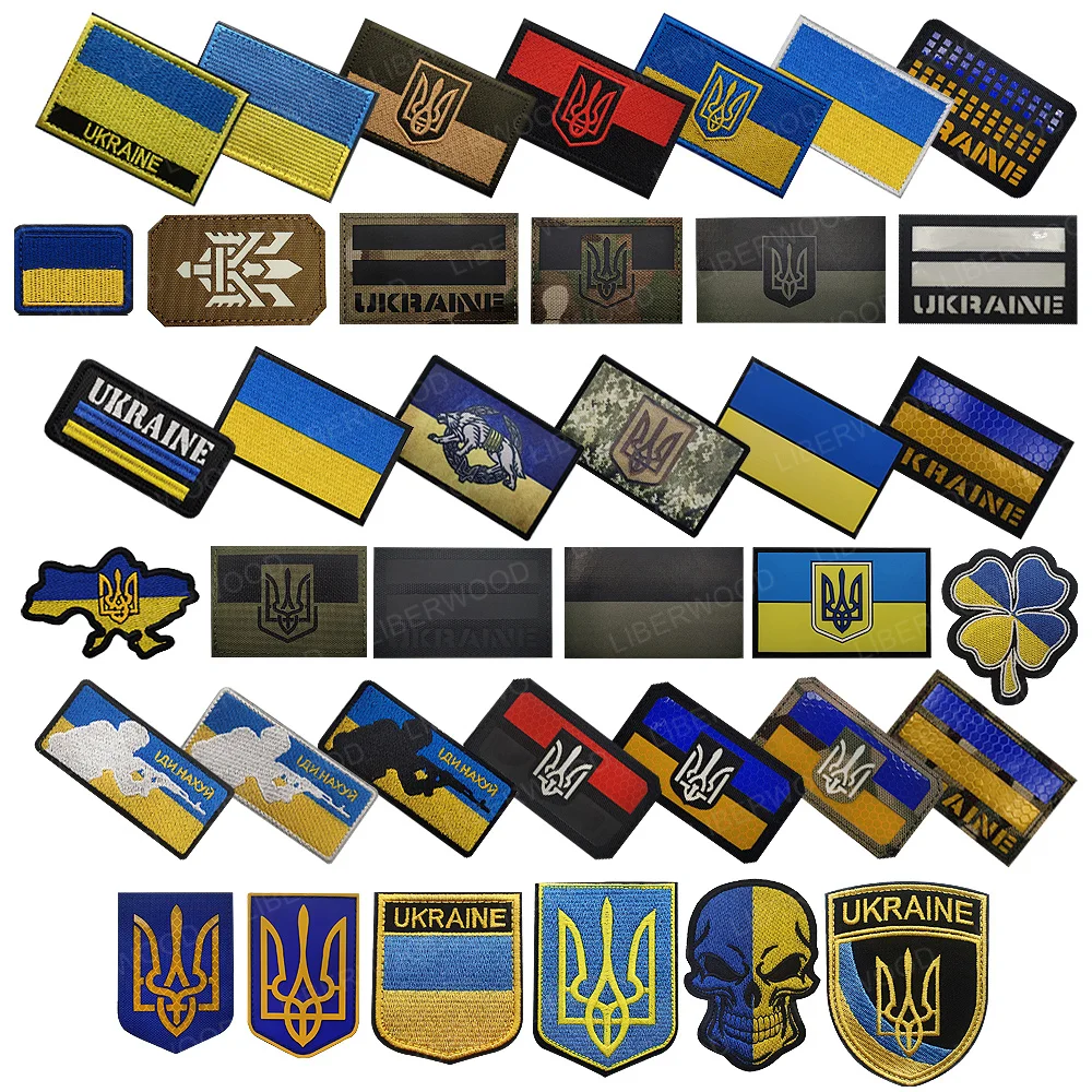 Ukraine-Flag-Embroidery-Patch-Reflective-IR-Emblem-Shield-Shape-Badge ...