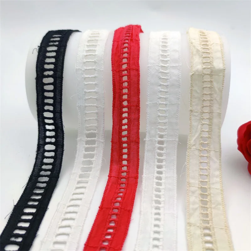 Ladder Lace White Black Cotton Hollow Out Cotton Embroidered Lace Trim ...